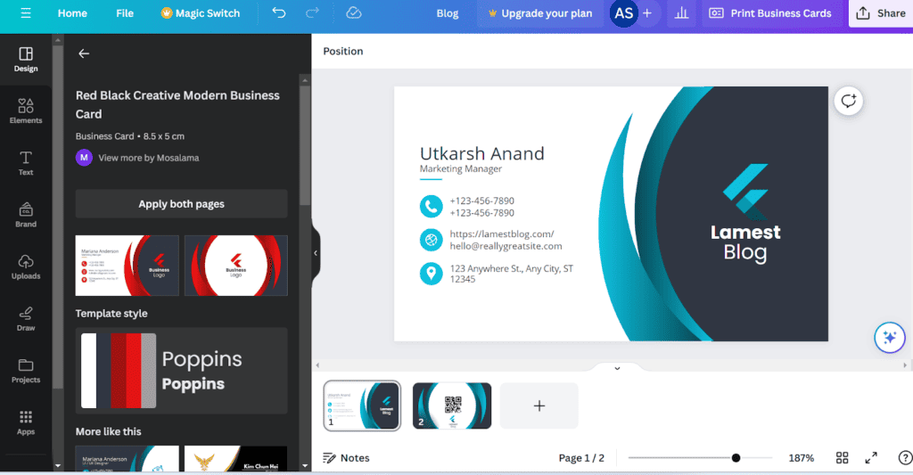 How To Make Business Cards on Canva | Complete Walkthrough